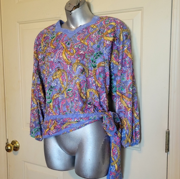 Deanne freis | Tops | Vintage 8s Diane Freis Blouse In Silk Baroque ...